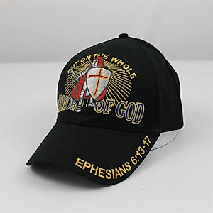 Put on the Whole Armor of God Embroidered Baseball Cap, Black, Adjustable
