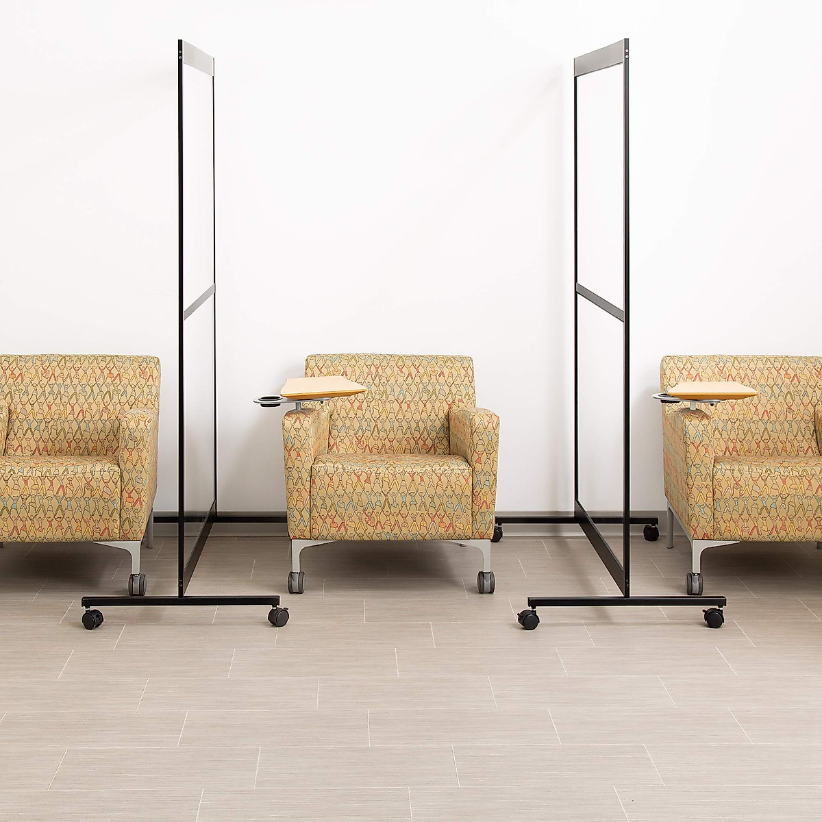 Norwood Commercial Furniture Clear Room Divider Partition - Portable Sneeze Guard Screen on Wheels for Social Distancing, Home, Office, Waiting Area, or School 3.5’ W x 6.5’ H Single Panel w/Crossbar