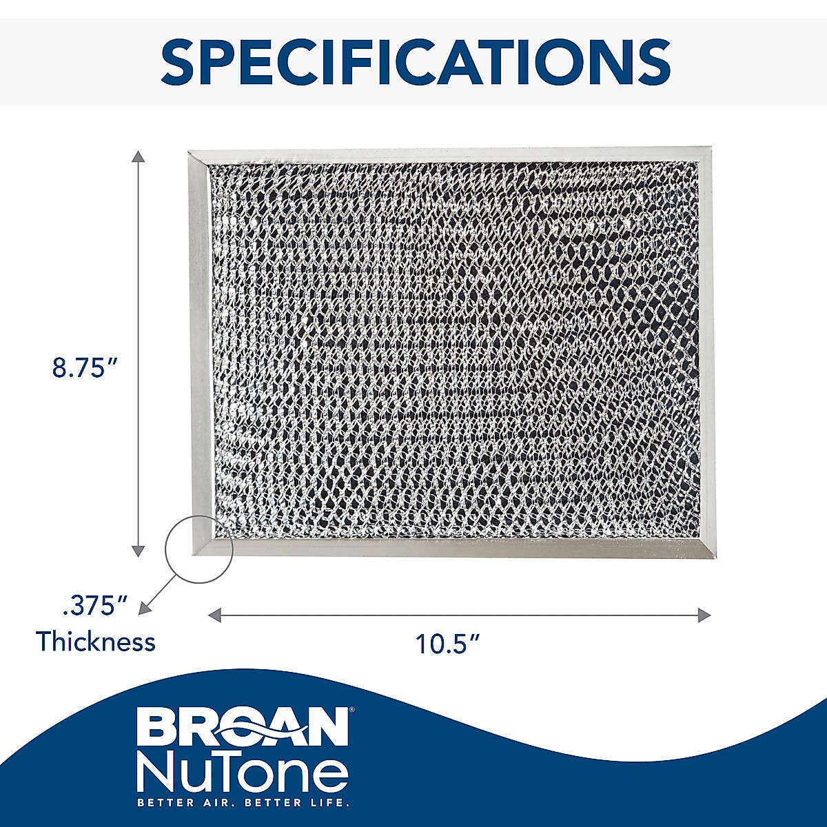 Broan-NuTone Replacement Charcoal Ductless Range Hood Series, Carbon Air Filter, 1 Count (Pack of 1), Grey