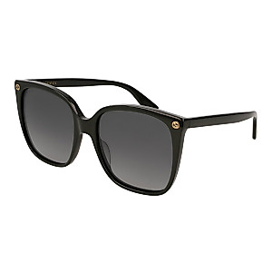 Gucci Lightness Square Women Sunglasses GG0022S 001 Black 57mm - Bundle Ocu-Kit Eyewear Care Packet