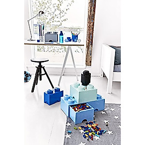 Room Copenhagen LEGO Brick Drawer, 8 Knobs, 2 Drawers, Stackable Storage Box, White