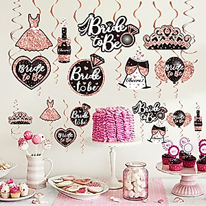 30Pcs Bachelorette Party Decorations Bride to Be Hanging Swirl, Rose Gold Bridal Shower Ceiling Whirls Party Supplies, Pink Hens Night Foil Swirls Wedding Engagement Hanging Décor for Women