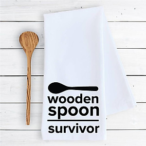 Kitchen dish towel Wooden Spoon survivor funny cute Kitchen Decor drying cloth…100% COTTON