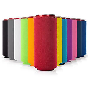 Slim Can Cooler Sleeves 12 Pack - Blank Skinny Can Cooler 12oz Foldable - Neoprene Can Cooler - Slim Can Insulator, Slim Beverage Cooler for Beer & Soda - Sublimation Can Cooler (Assorted)