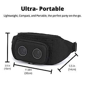 SUPER REAL The #1 Fannypack with Speakers. Bluetooth Fanny Pack for Parties/Festivals/Raves/Beach/Boats. Rechargeable, Works with iPhone & Android. #1 Bachelorette Party Gift (Black, 2023 Edition)