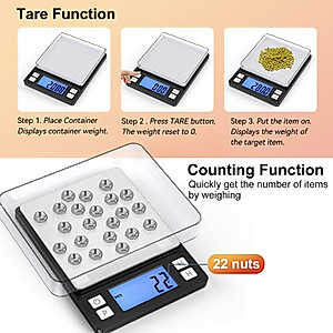BOMATA 0.01g/1kg Upgraded Small Digital Scale, USB Rechargeable, with Larger Display and Hold,Tare Function, 9 Units, High Precision Digital Scale Grams and oz for Small Item, Kitchen…