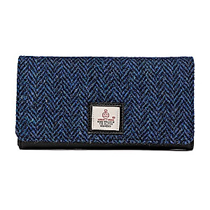 Bronte Moon Harris Tweed - Ladies Envelope Purse - Blue Herringbone