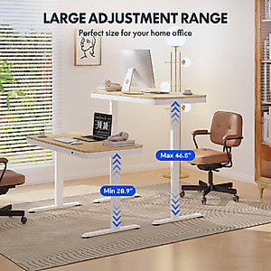 FLEXISPOT Comhar Electric Standing Desk with Drawer Desktop & Adjustable Frame w/USB Charge Ports (Bamboo Texture/White, Wood)