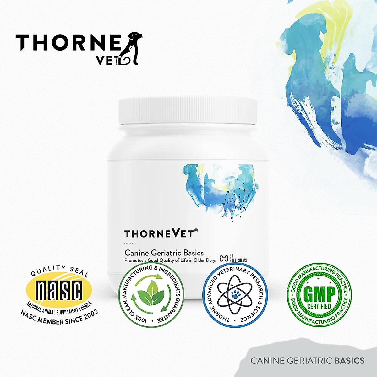 ThorneVET Canine Geriatric Basics – Senior Dog Multi-Vitamin/Mineral Formula Supports Healthy Cognition, Joints, and Eyes, 90 Soft Chews