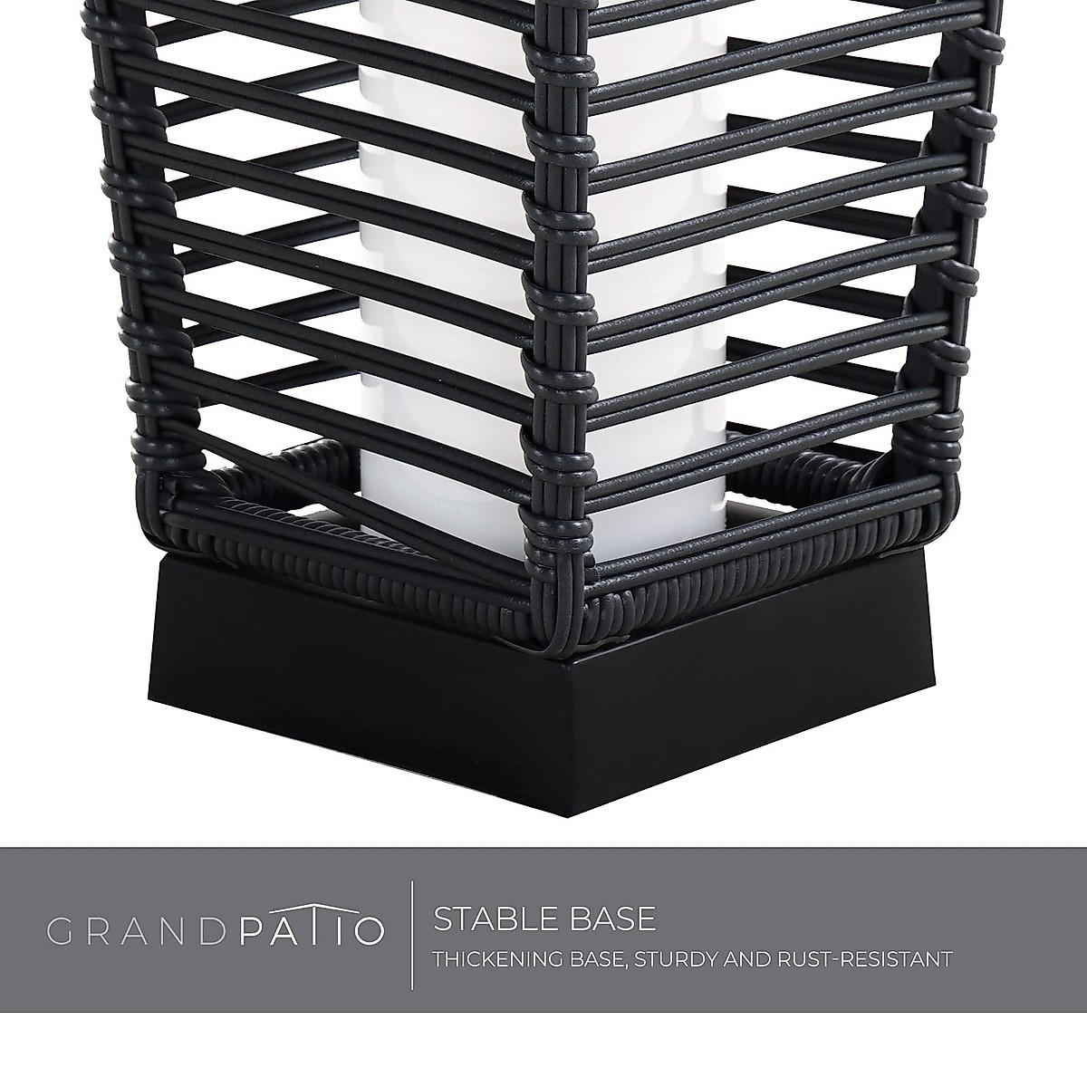 Grand patio Outdoor Solar-Powered Floor Lamp Weather-Resistant Wicker Woven Lights for Deck, Garden, Lawn, Driveway, Pool, Porch - Medium Crossover