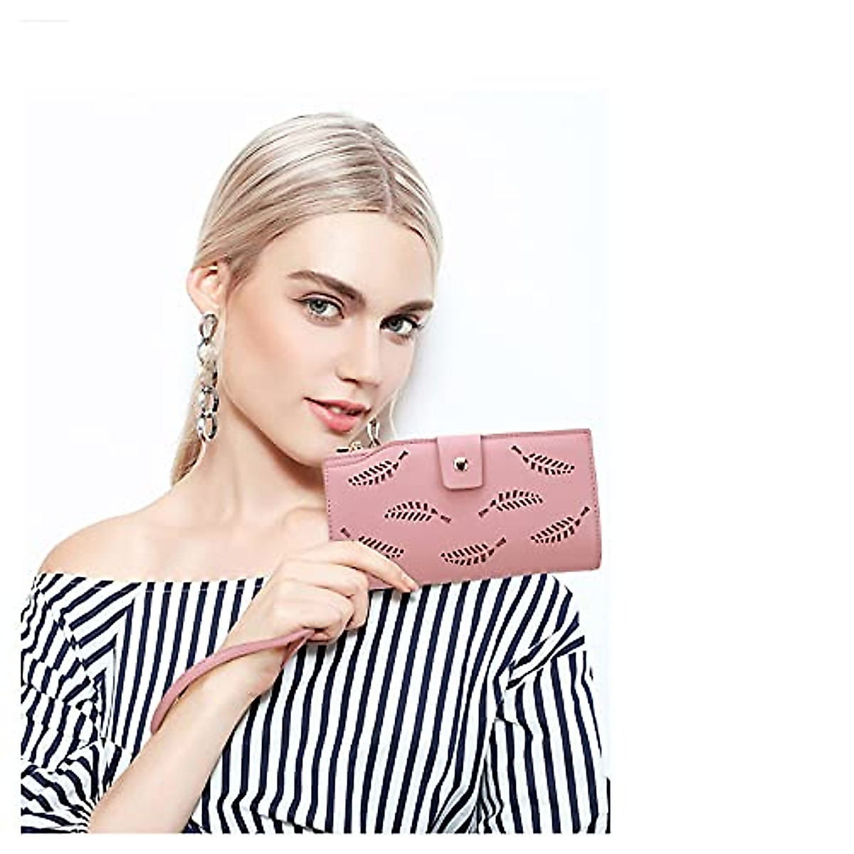 YALUXE Women's Leather Zipper Wallet RFID Blocking Multi Card Holder with Cellphone Pocket Large Capacity