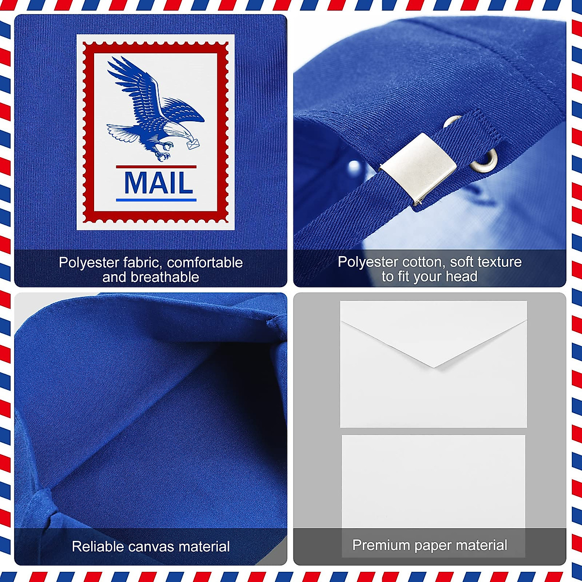 Hicarer Mailman Costume Adult Mail Carrier Costume Kit Halloween Costume for Adults Career Cosplay Halloween Postal Costume (Large)