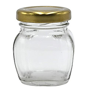 U-Pack 2oz Glass Jar With Gold Lid For Honey Jam Spice pack of 24 sets