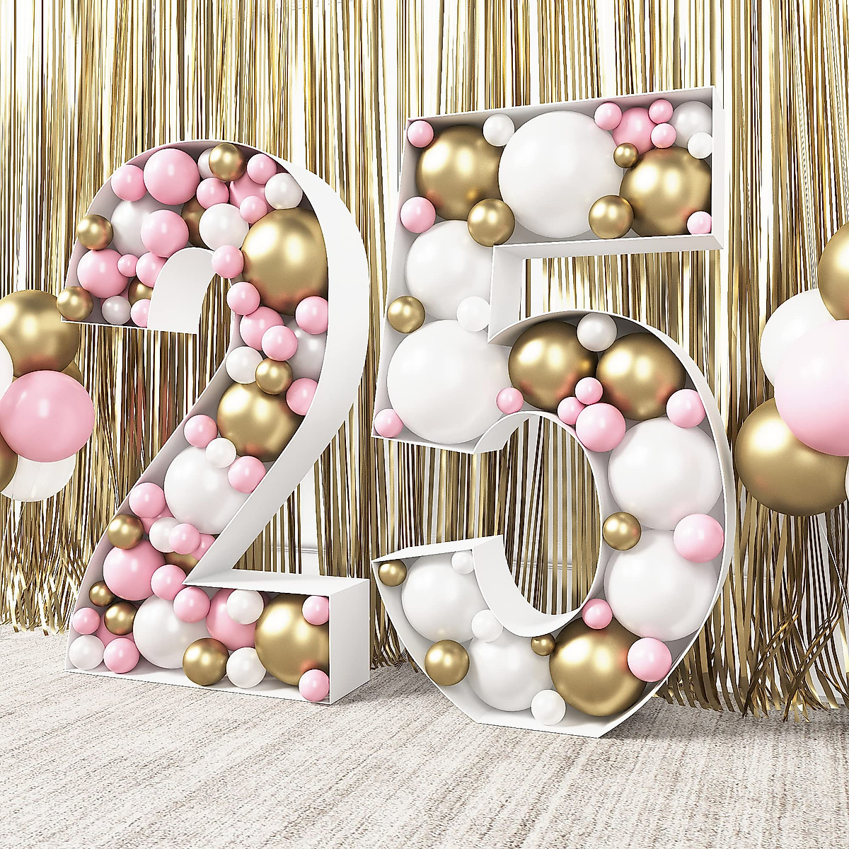 HOUSE OF PARTY 3FT Mosaic Numbers for Balloons- Marquee Numbers Pre-Cut Light Up Balloon Number Frame, Mosaic Cardboard Numbers 2 for 12th 20th 21st Birthday, Anniversary, Graduation Party Decorations