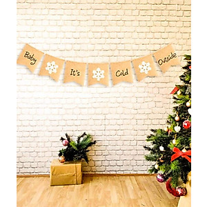 Christmas Banner Baby It's Cold Outside Printed Bunting Banner Christmas Tree Garland Holiday Bunting Home Garden Indoor Outdoor Banner Christmas Home Party Decorations