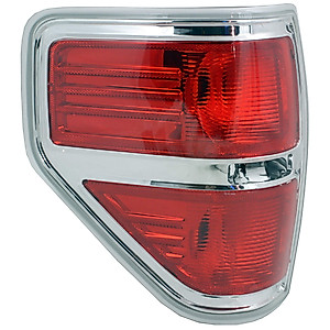 Evan Fischer Driver Side Tail Light Compatible with 2009-2014 Ford F-150 Styleside Red Lens Chrome Trim CAPA