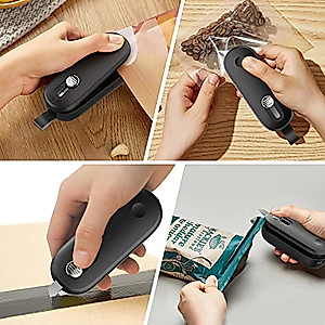ODSD Mini Bag Sealer, 2 IN 1 Heat Sealer & Cutter Battery Powered, Portable Handheld Bag Resealer Vacuum Sealer Saver Machine Kitchen Gadget for Chip Bags Food Storage (Battery Included)