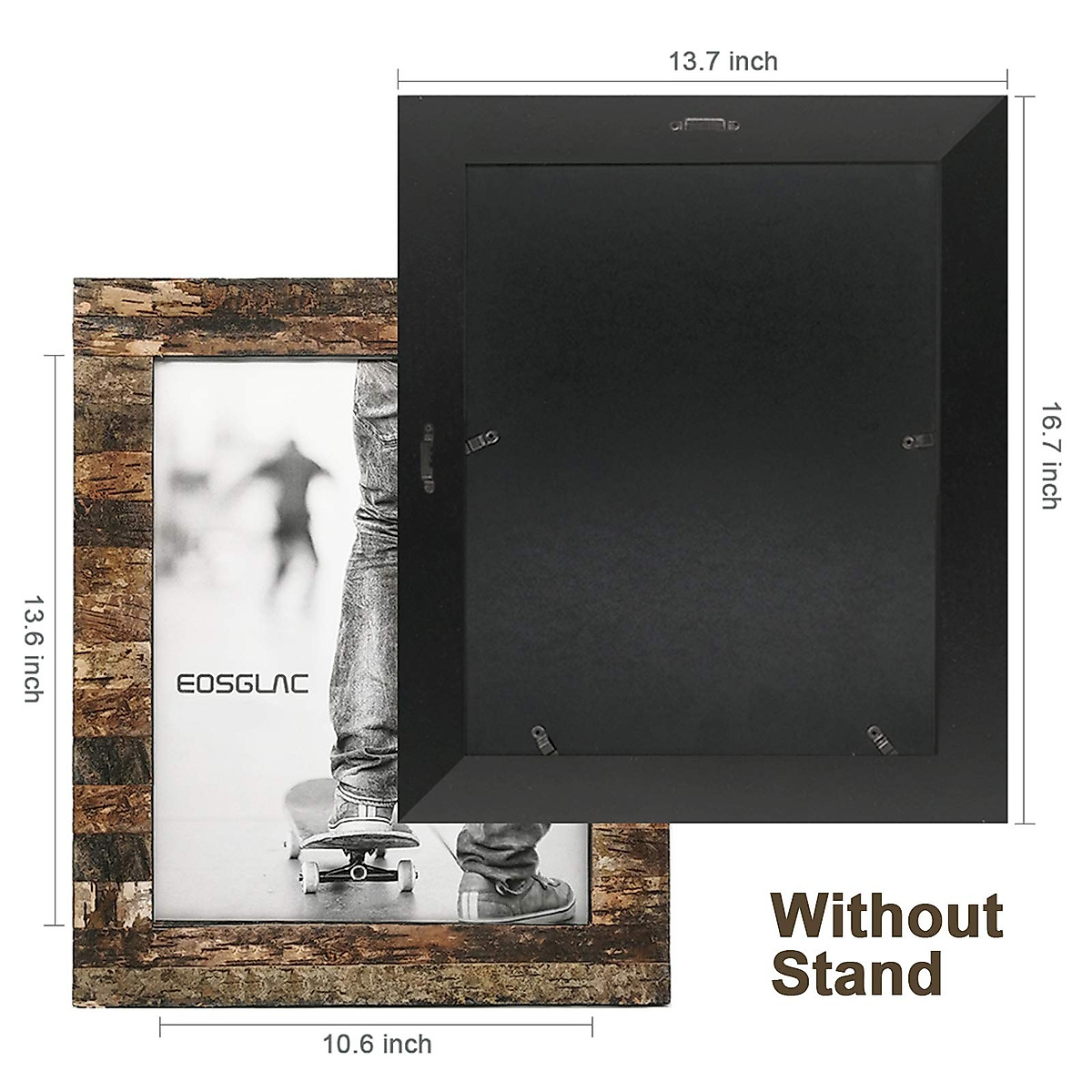 Eosglac Rustic 11x14 Wooden Picture Frames, Handmade with Real Birch Bark, Wood Photo Frame Natural