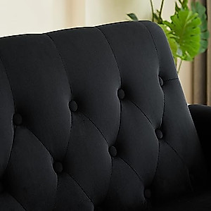 3 in 1 Sleeper Sofa Couch, Velvet Convertible Loveseat Sleeper with Adjustable Backrest, Pull Out Sofa Bed for Living Room Apartment, 55" Black