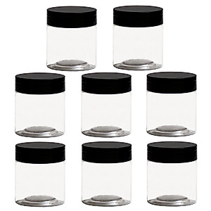 Rolanrosa Plastic Jars with Lids, 4oz Empty Clear Slime Containers,Wide-Mouth Refillable Storage Containers for Lotion,Cream, Ointments,Cosmetics,Samples