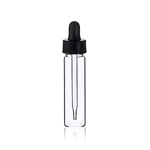 MagnaKoys® 2 Dram 1/4 oz Clear Glass Vials w/Straight Black Bulb Eye Glass Droppers for Essential Oils & Liquids (Pack of 2)