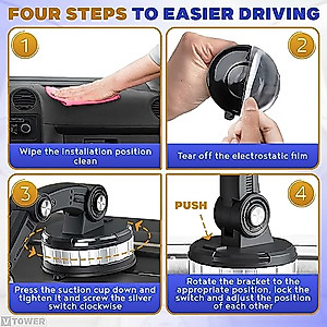 V TOWER Phone Mount for Car Dashboard - 360° Car Mount for iPhone 13 Pro Max Car Mount Cell Phone Car Mount Car Phone Mount - 10.9Oz iPhone Suction Mount Car Vent Phone Mount Phone Holder Car