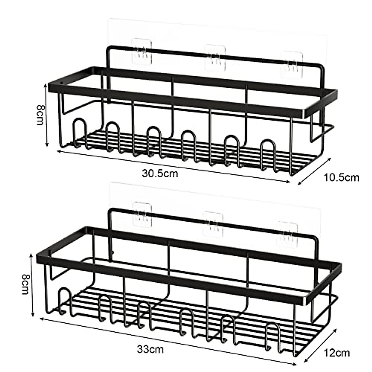 304 Stainless Steel Rustproof Shower Caddy Basket, Adhesive Shower Shelves, No Drilling Wall Mounted Adhesive Bathroom Storage Organizer, Shower Caddy Bathroom Shelf for Shampoo Conditioner Razor