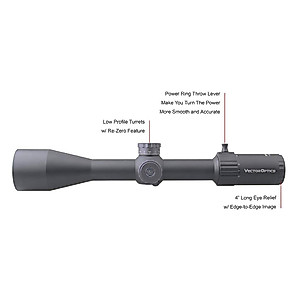 Vector Optics Marksman 6-24x50 mm First Focal Plane (FFP) 1/10 MIL Hunting Riflescope with VPA-MF Reticle, 30mm Tactical Mount Rings, Lens Covers and Honeycomb Sunshade