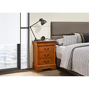 Glory Furniture Louis Phillipe 3 Drawer Nightstand in Oak