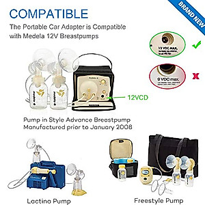 Car Vehicle Lighter Adapter for 12 Volt Medela Pump-in-Style Breast Pump, Freestyle and Lactina Breastpumps - CE FCC Approved Replacement Power Adapter for Medela Part # 67153 by Tbuymax