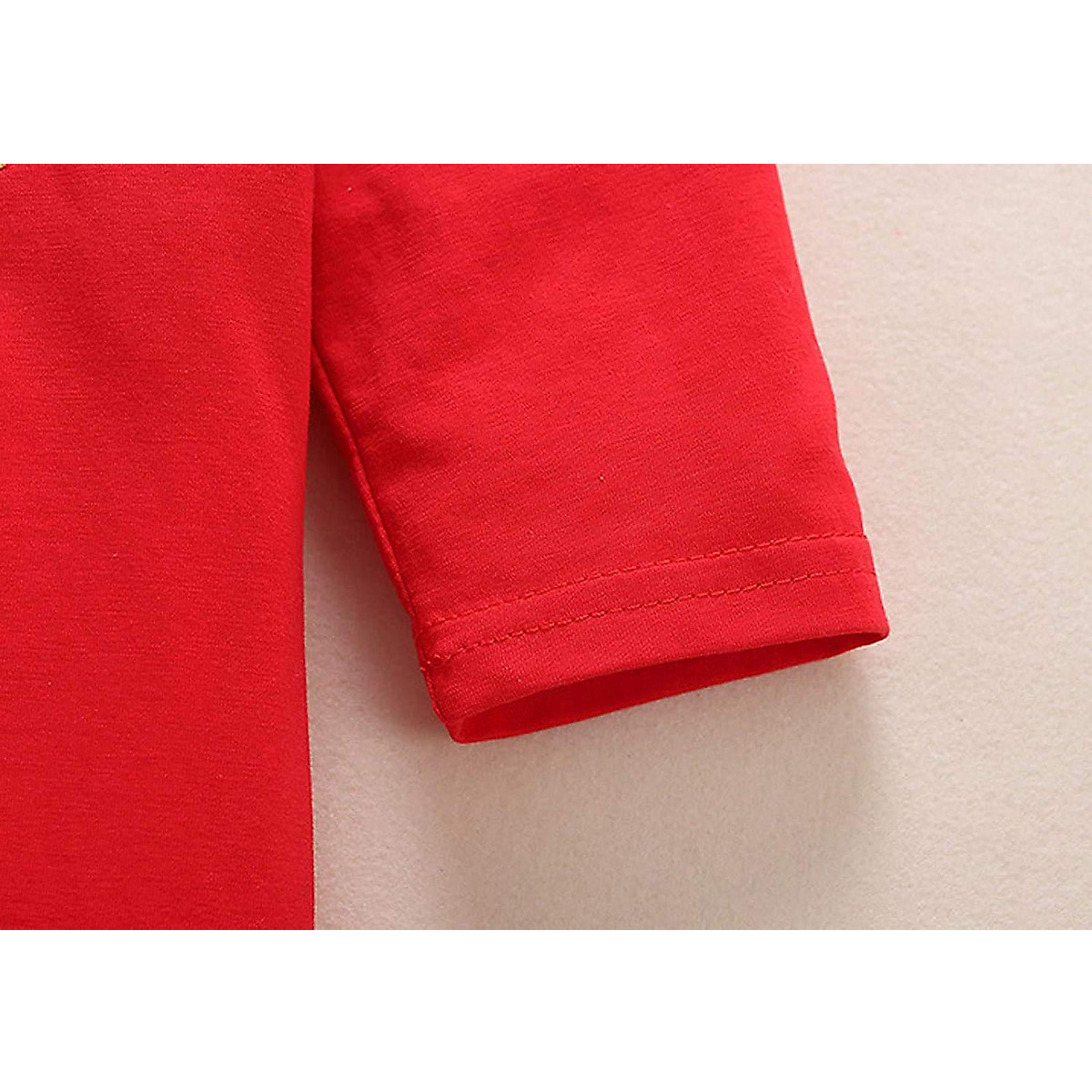 3PC Newborn Baby Girl Boy New Year Tang Suit Red Romper Bodysuit Hat Shoes Outfits (Red, 18-24 M)