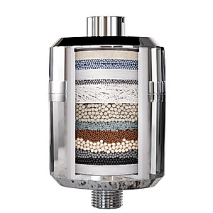 EVERGLOW High-Output Shower Filter, 100% Removes Chlorine, Moisturizes Dry Itchy Skin, Skin and Hair, Helps with Dandruff, Eczema and Vitamin C Infused and Water Softener, 4.7” - Chrome