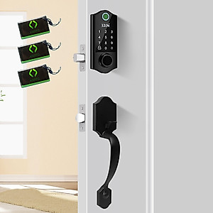 HARFO Fingerprint Door Lock, Keyless Entry Door Lock with Handles, Smart Door Lock, Front Door Lock Handle Sets, Electronic Keypad Deadbolt (Black)
