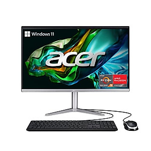Acer Aspire C24-1300-UR32 AIO Desktop | 23.8" Full HD IPS Display | AMD Ryzen 5 7520U Quad-Core Processor | AMD Radeon 610M Graphics | 8GB LPDDR5 | 512GB PCIe SSD | Wi-Fi 6E | Windows 11 Home,Black