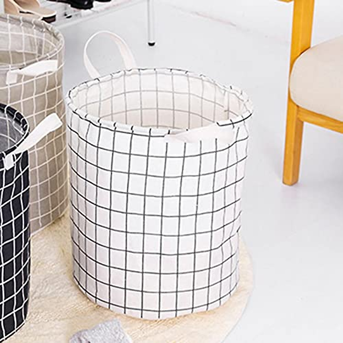 kiskick Multipurpose Laundry Basket Large Capacity Waterproof Laundry Basket with Handle Space-Saving Foldable Clothes Laundry Bucket for Home White