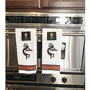 Sonoran Souvenirs Rustic Southwest Kitchen Novelty Tea Towel (16" x 28") Southwest Inspired Design Machine Washable Cloth Towels for Kitchen Diner (Single Pack) (Kokopelli)