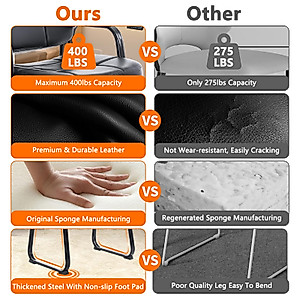 CLATINA Big & Tall Waiting Room Guest Chair with Bonded Leather Padded Arm Rest and Sled Base for Office Reception Lobby and Conference Desk, Black(2 Pack)