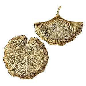 Golden Leaf Tray Ginkgo Leaf Decorative Gold Trinket Dish Jewelry Ring Holder Gold Leaf Jewelry Plate Dish Vanity Tray​