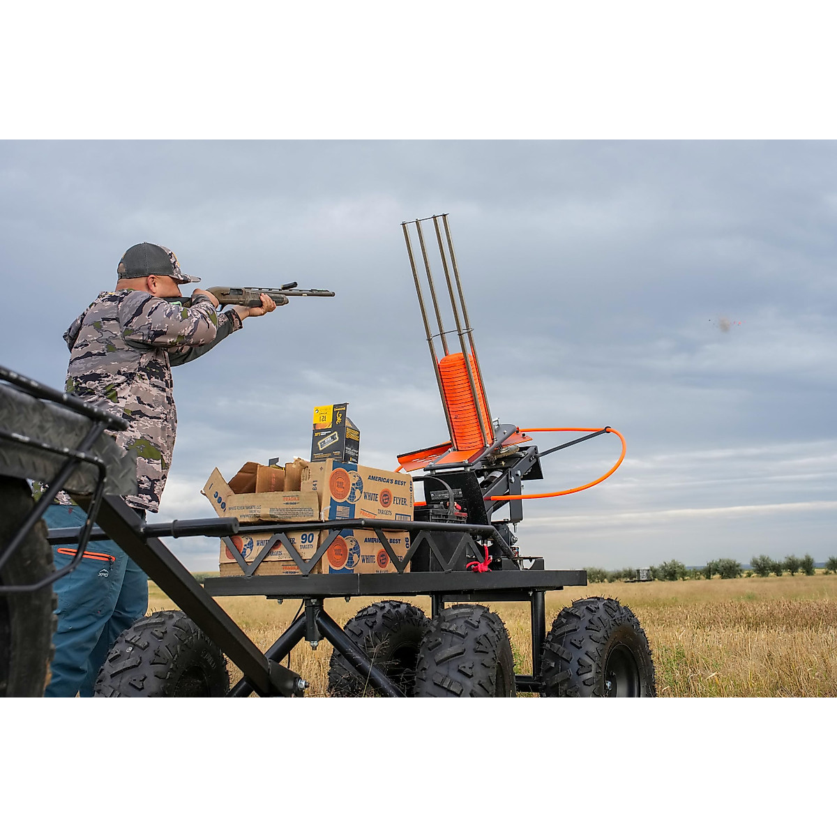 Do All Outdoors Flyway 4x4 60 Clay, Clay Pigeon Skeet Thrower with Towable Rugged Wagon and Wobbler Kit
