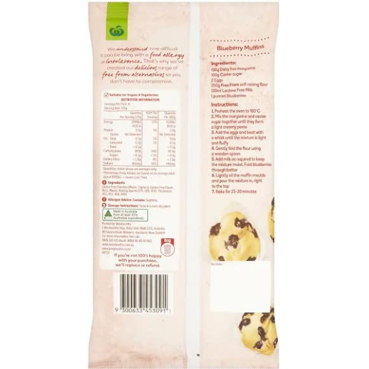 Woolworths Free From Gluten Self Raising Flour 750g - Free From Self Raising Flour is all purpose self raising flour for use in everyday cooking and baking.