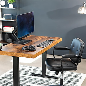 VIVO Premium Single 17 to 32 inch VESA Monitor and Touch Screen Desk Stand with Rotating Base, Freestanding Pneumatic Height Adjustable Arm, Black, STAND-V001R