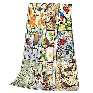 Birds Blanket and Throws Bird in The Tree Throw Blankets Birds Decor Soft Cozy Fleece Plush Warm Flannel Bedding Blanket Gifts for Bird Lovers Girls Boys Kids Adults Couch Travel 40"X50"