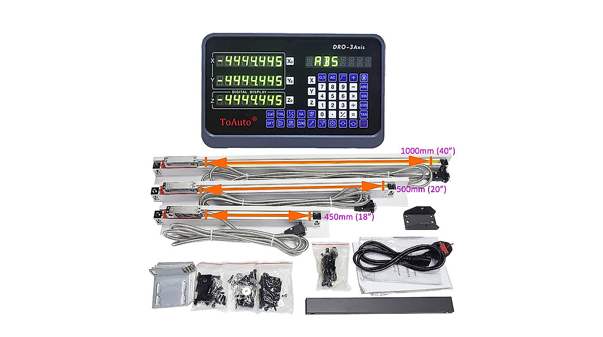 DRO 3 Axis Digital Readout Display +3pc Glass Linear Scale for CNC Mill ...
