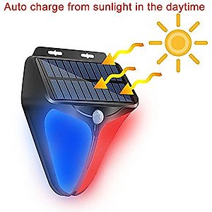 Aolyty Solar Strobe Warning Lights with 90DB Alarm Outdoor 2Pack, 4 Working Modes Solar Power Motion Sensor Alarm Light Waterproof Security Siren Light for Fence Pasture Home Farm Barn Villa Yard