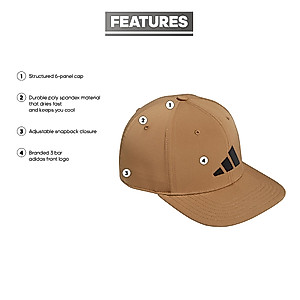 adidas Men's 3-Bar Snapback, Cardboard/Black, One Size