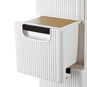 Kcelarec Dresser Storage Drawer Units Narrow Rolling Storage Cabinet Plastic 4-Drawer Storage Cart on Wheels,Standing Shelf Units for Bathroom Bedroom Office Kitchen Living Room