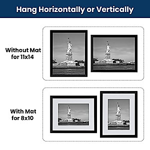 ENJOYBASICS 11x14 Picture Frame, Display Poster 8x10 with Mat or 11 x 14 Without Mat, Wall Gallery Photo Frames, Black, 2 Pack