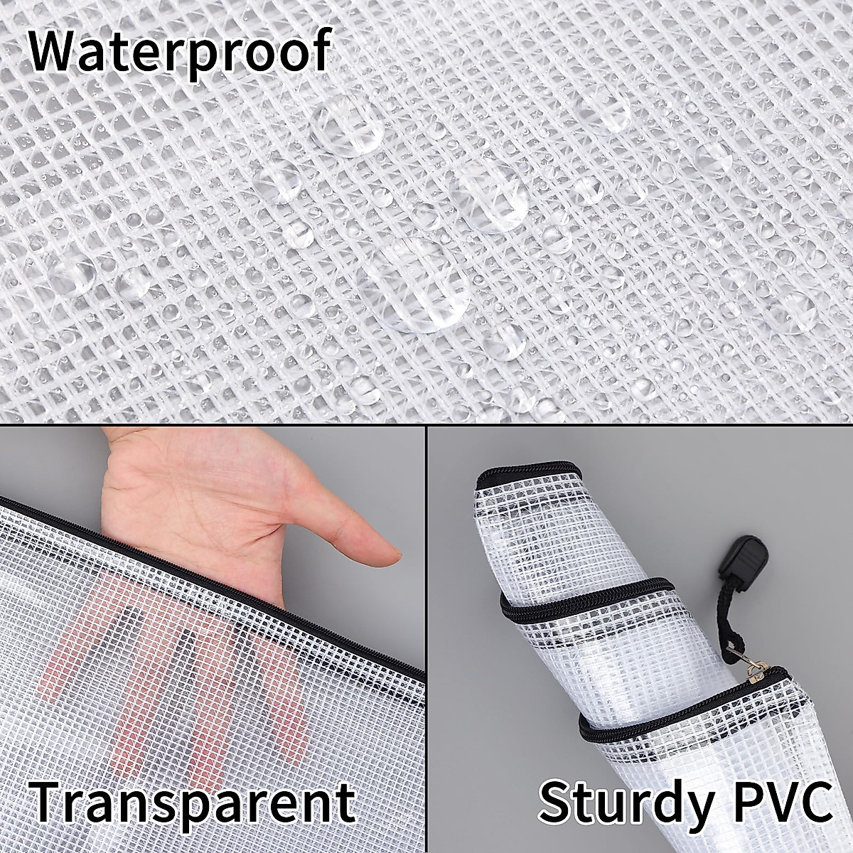 EOOUT 20pcs Mesh Zipper Pouch 8 Sizes Waterproof Zipper Bags, Plastic Travel Pouch for Board Game Travel Storage School Supplies Office Appliances Home Organize