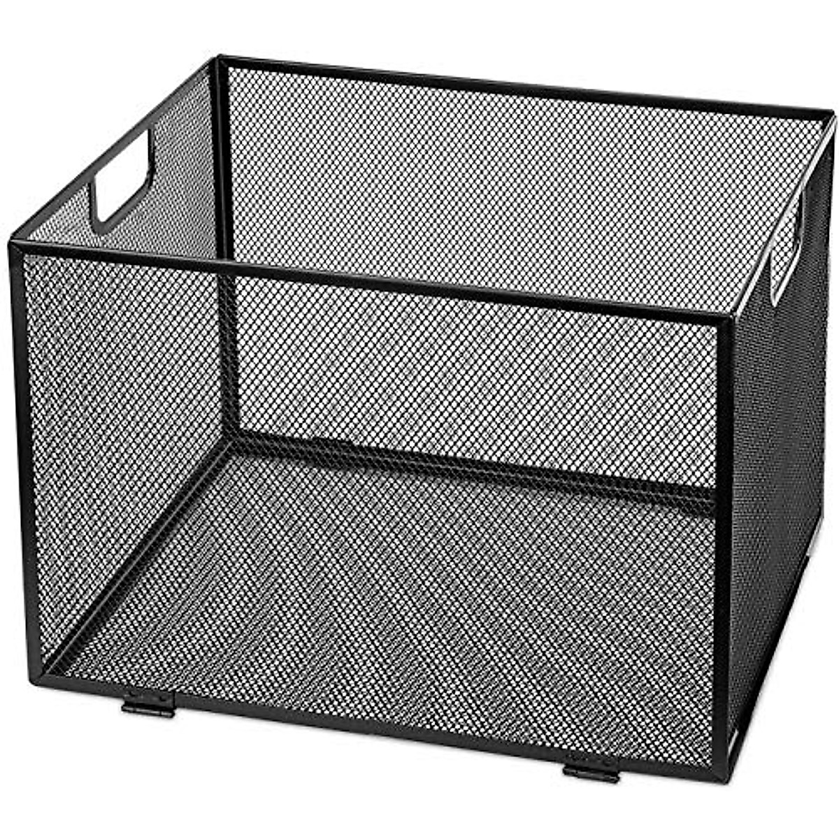 Meshist Mesh Hanging File Folder Box Organizer, Office Metal File Foldable Storage Crate,Letter Size, Black.