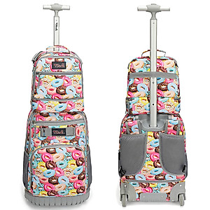 Tilami Rolling Backpack 19 inch with Lunch Bag Wheeled Laptop Backpack, Doughnut